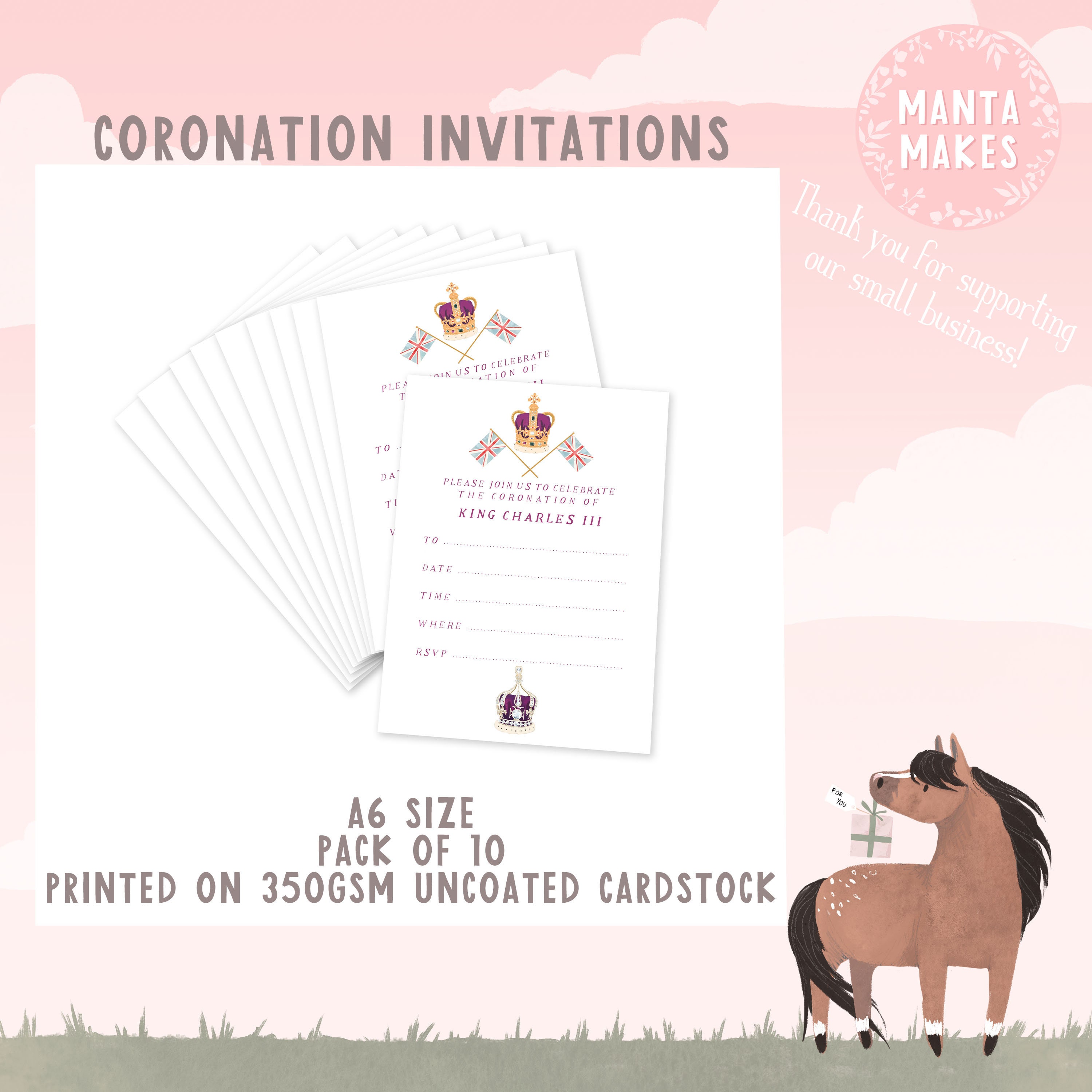 King Charles III Coronation 2023 Invitations Pack of 10 - Etsy UK