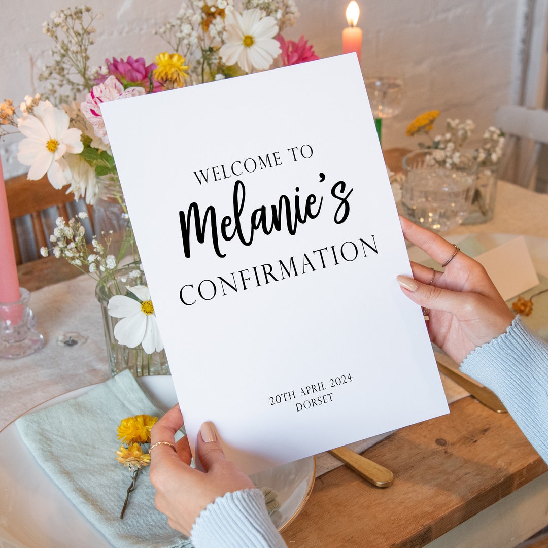 Minimalistic Simple Black and White Confirmation Day Party Sign | on ...