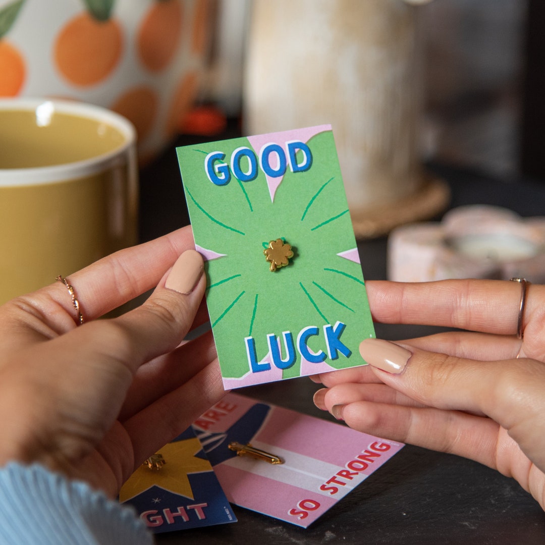 Good Luck Pin Four Leaf Clover Lucky Pin Lapel Charm - Etsy