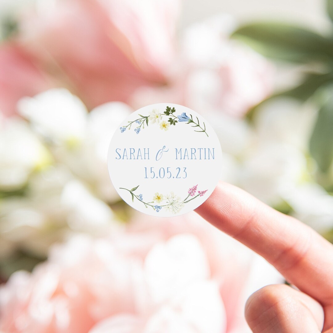 Personalised Wildflower Wedding Stickers | Floral Wedding Labels ...