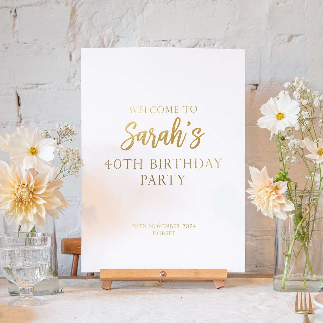 Gold Birthday Sign Welcome Sign Birthday Sign Rose Gold Birthday ...