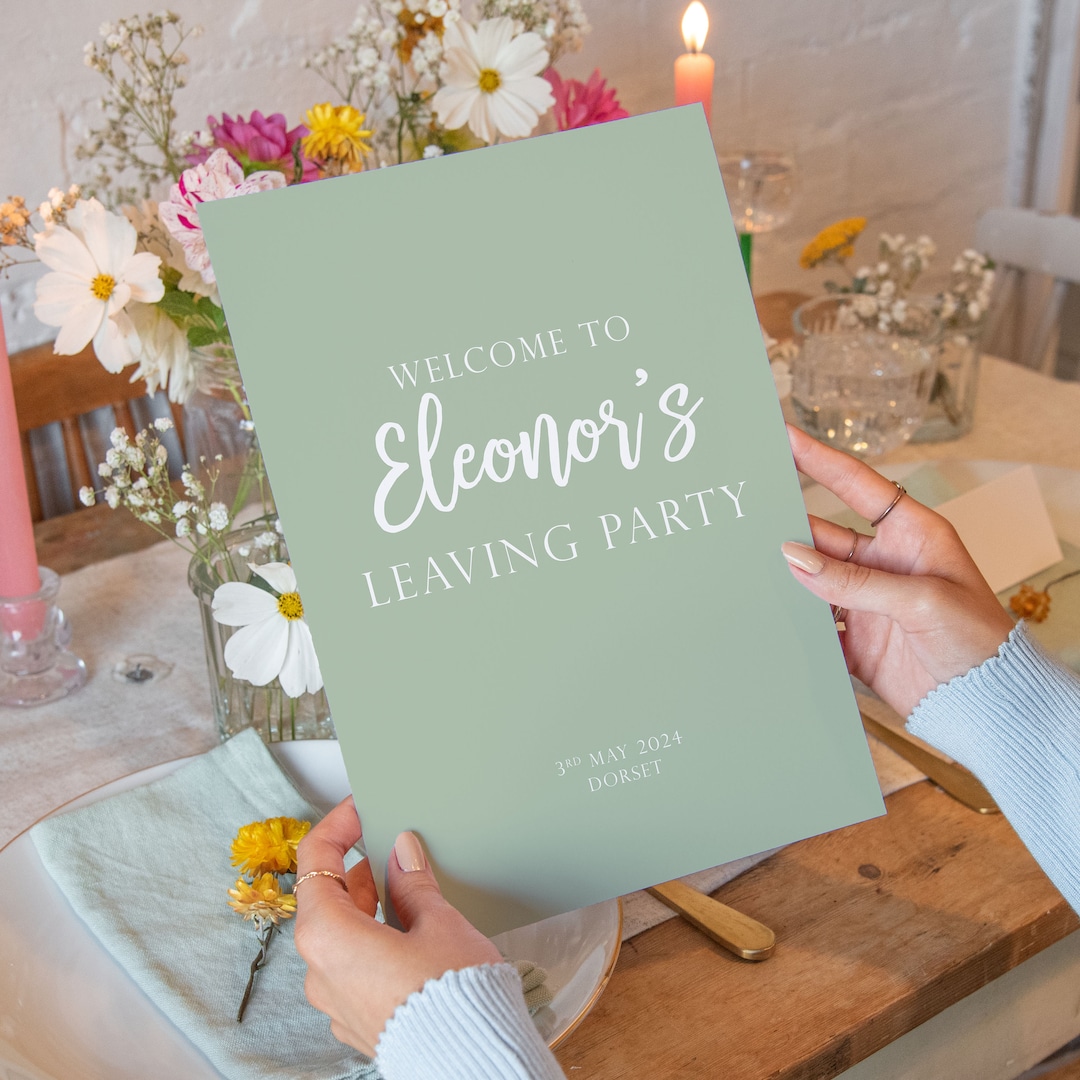 Sage Green Personalised Leaving Party Sign Leaving Event for Emigrating ...