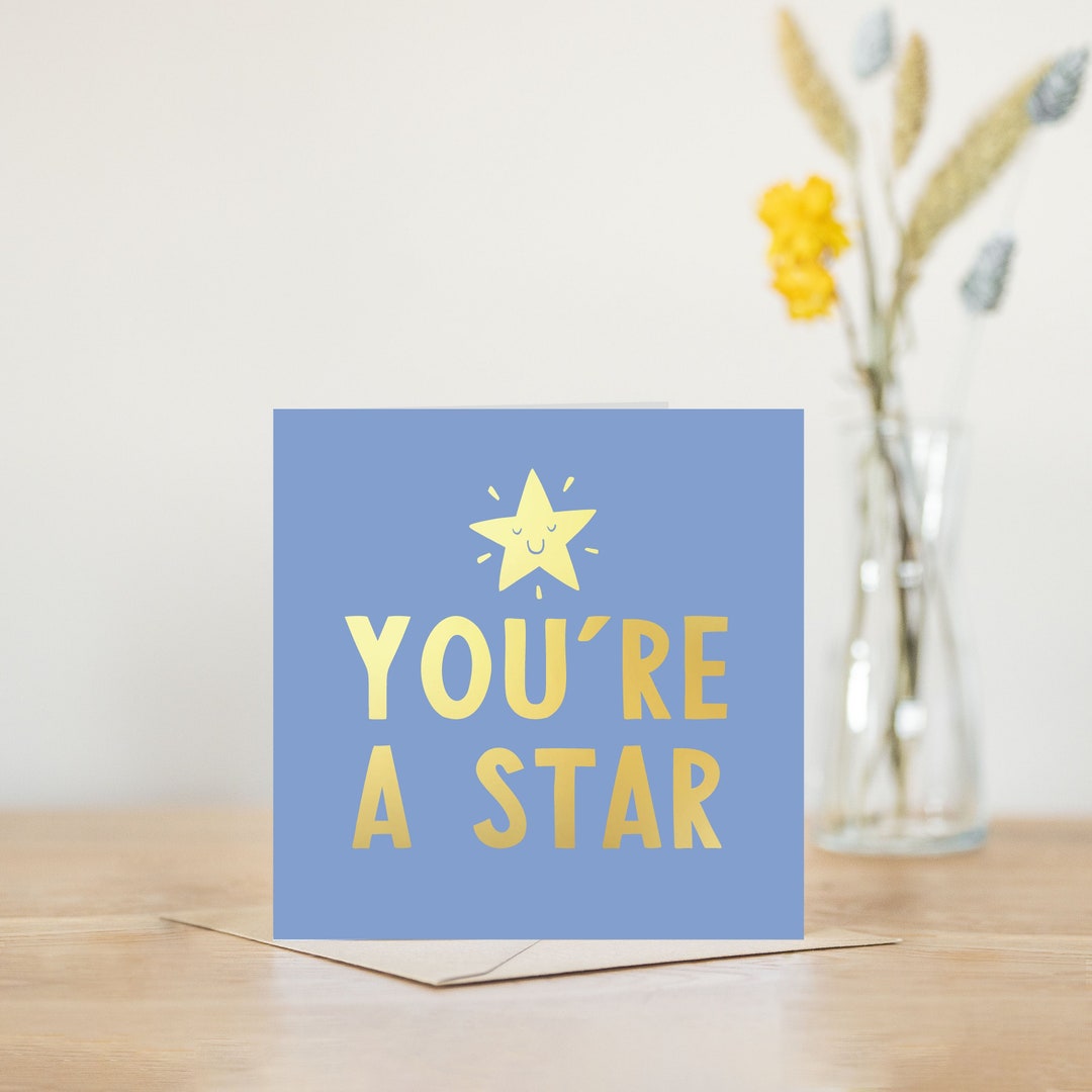 Thank You Card You're a Star, Thanks Card, Appreciation Card ...