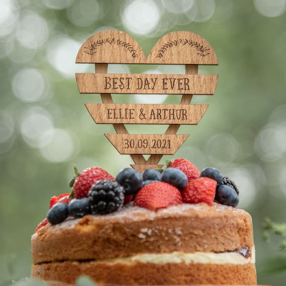 Rustic Heart Wedding Cake Toppers