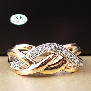 Diamond Ring 14k Diamond Rings 14k Tri Color Gold Braided | Etsy