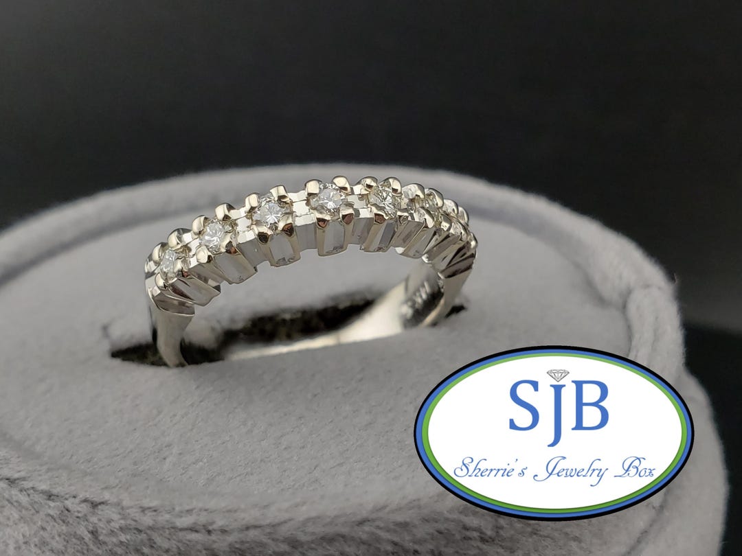 Diamond Bands, 14k White Gold Diamond Wedding Band, Diamond Anniversary ...