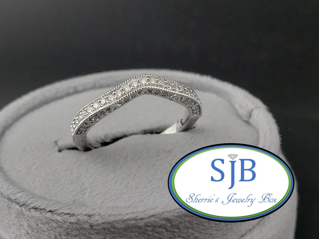 Diamond Contour Bands, 14k White Gold Curved Diamond Wedding Band ...