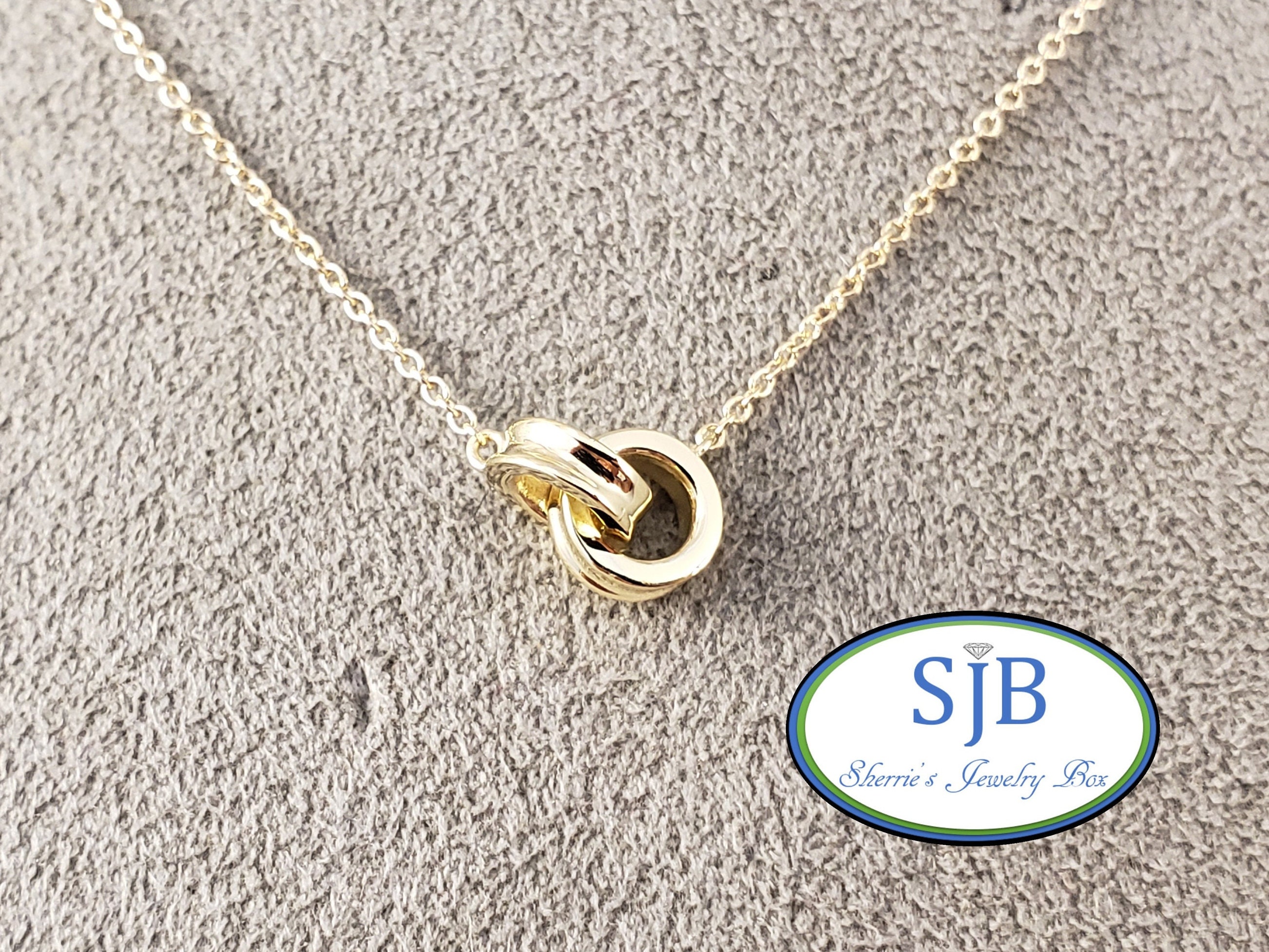 Gold Ring Pendant 14k Yellow Gold Interlocking Ring Necklace | Etsy