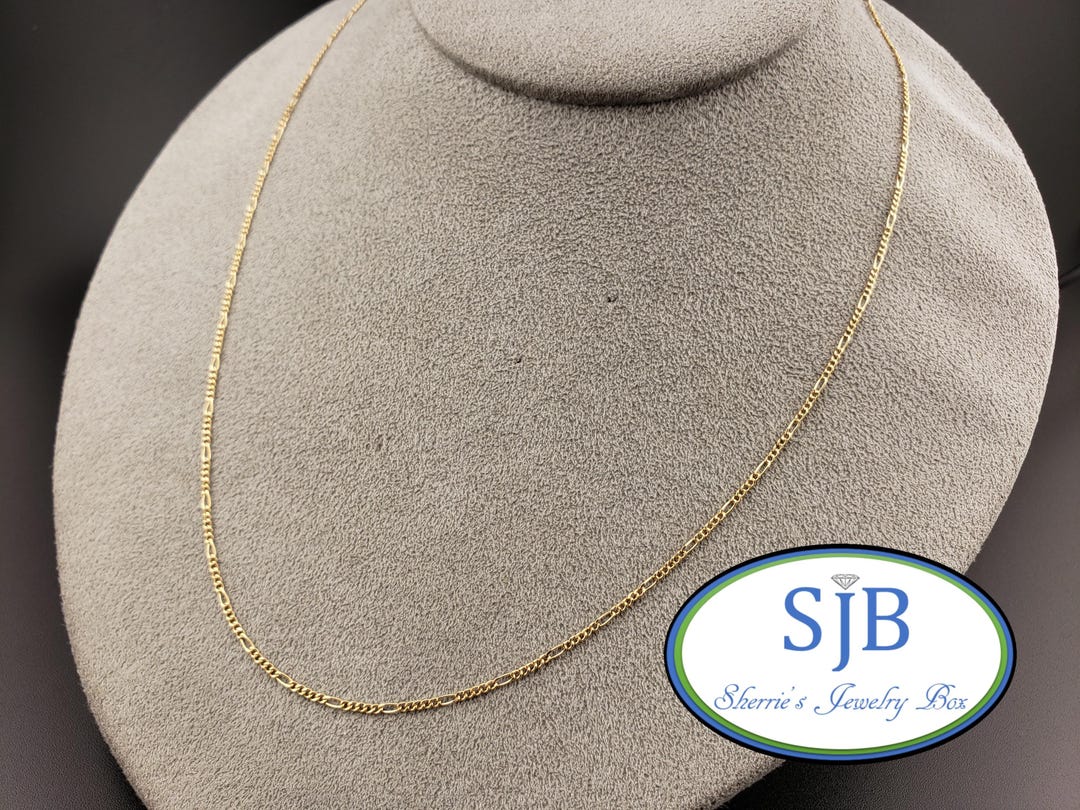 Vintage Gold Chains, Vintage 14k Yellow Gold 18" 1.35mm Solid Figaro ...