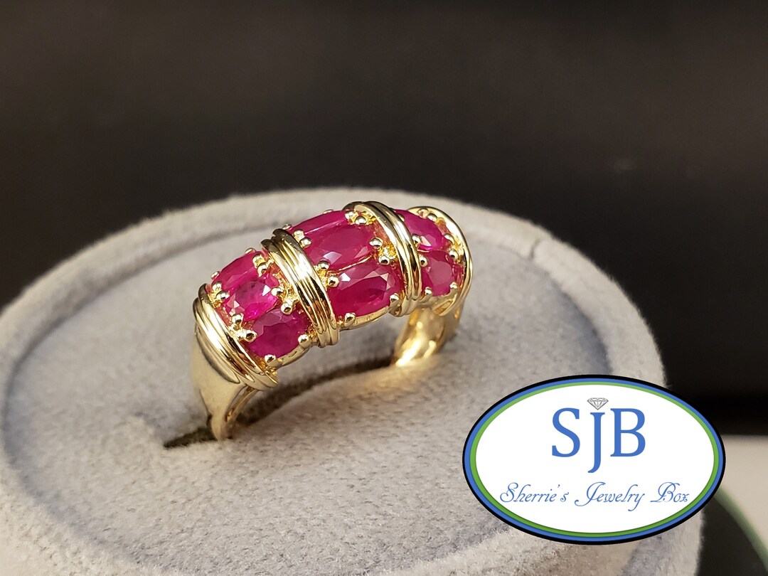 Ruby Rings, Vintage 14k Ruby Rings, 14k Yellow Gold Oval Ruby Ring, Stackable Rings, Anniversary ...