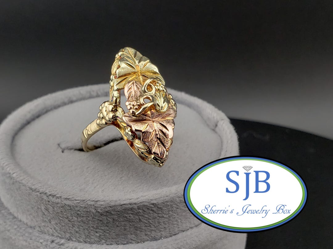 Vintage Black Hills Gold Rings, 10k & 12k Yellow Green and Rose Gold ...