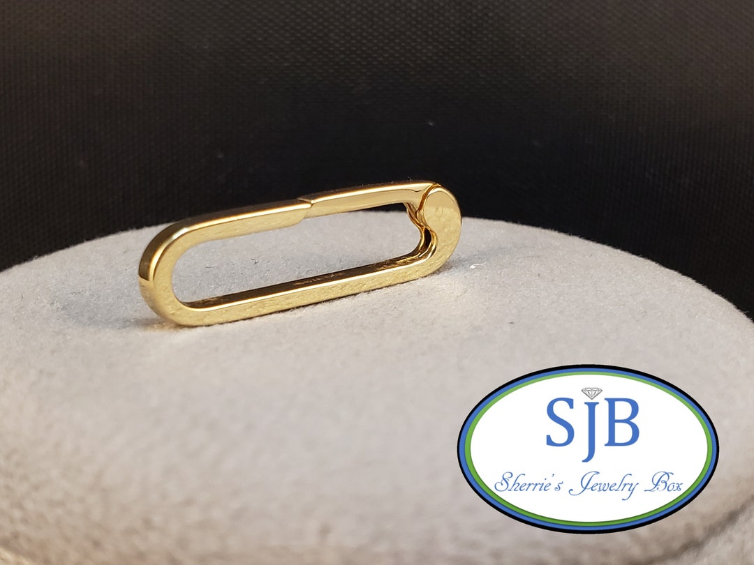 Push Lock Clasp, Paperclip Chain, 14k Yellow Gold Paperclip Push Lock ...