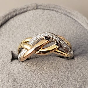 Diamond Ring 14k Diamond Rings 14k Tri Color Gold Braided | Etsy