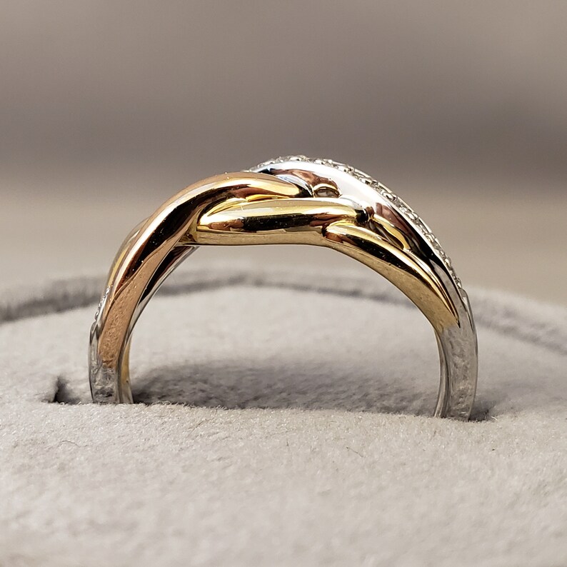 Diamond Ring 14k Diamond Rings 14k Tri Color Gold Braided | Etsy