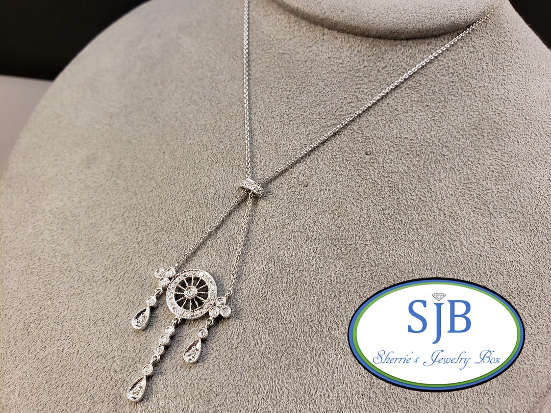 Diamond Necklaces, Diamond "y" Necklace, 14k White Gold Diamond Drop ...