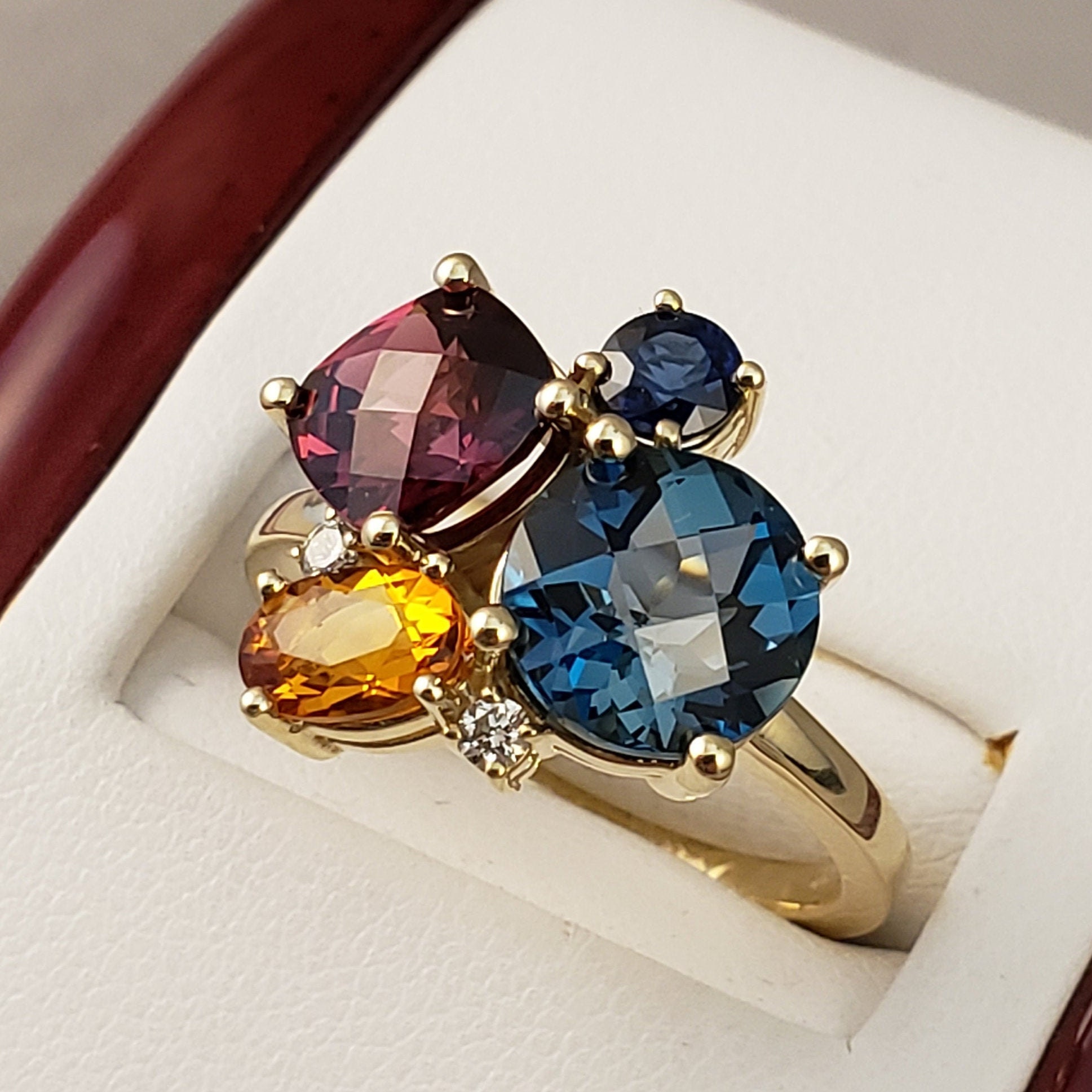 Rainbow Rings Multi Gem Rings Multi Color Gemstone Ring 14k | Etsy