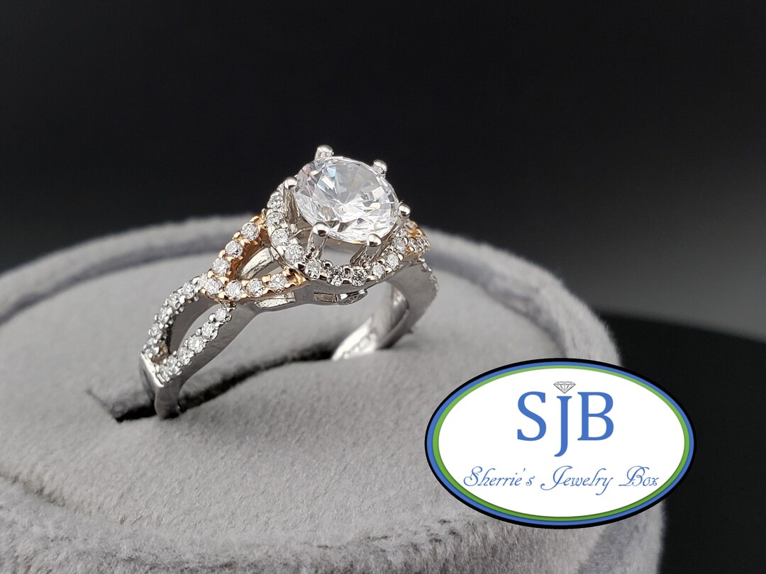 Engagement Rings, 14k White & Rose Gold Diamond Halo Engagement Ring ...