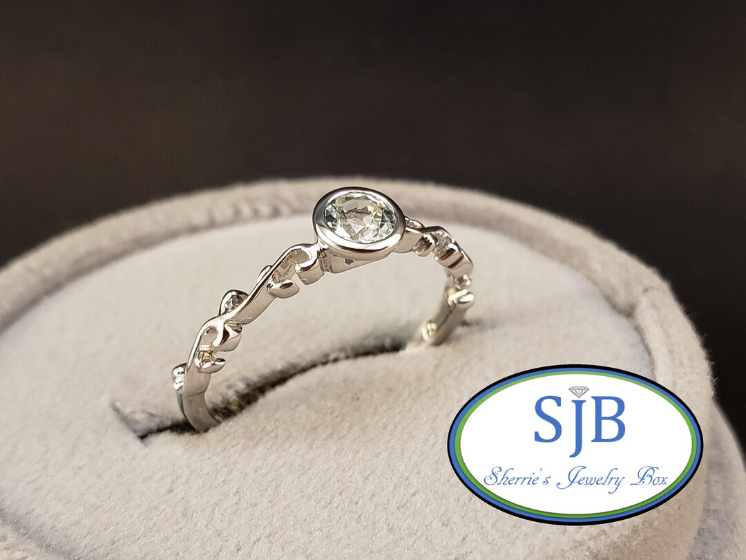 Aquamarine Rings, Bezel Set Aqua Rings, 14k White Gold Aquamarine ...