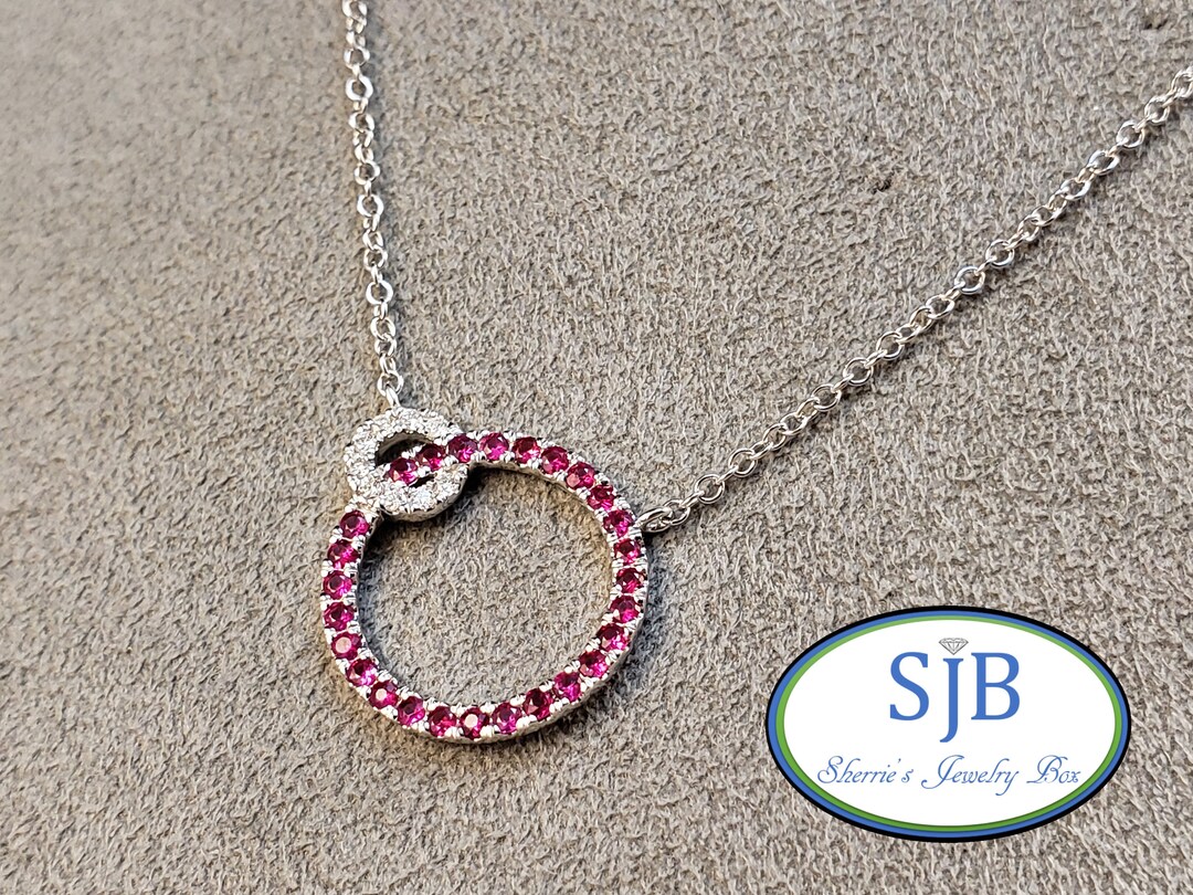 Ruby Pendants, Ruby and Diamond Halo Pendants, 14k White Gold Ruby ...