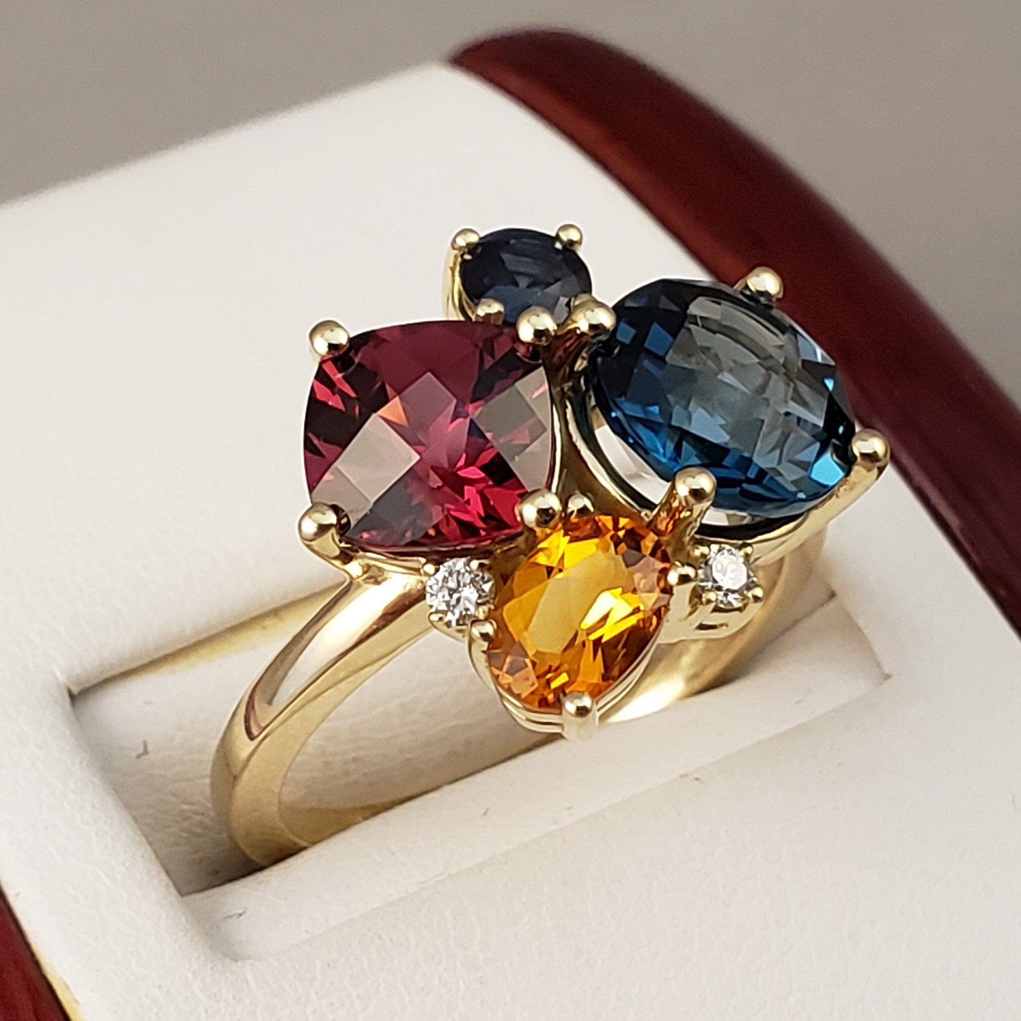 Rainbow Rings Multi Gem Rings Multi Color Gemstone Ring 14k | Etsy