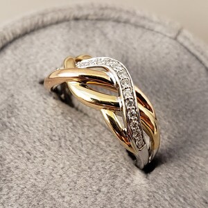 Diamond Ring 14k Diamond Rings 14k Tri Color Gold Braided | Etsy