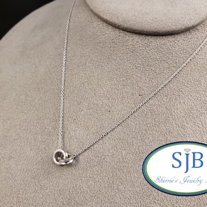 Double Ring Necklace, 14k White Gold Interlocking Ring Necklace, 18 ...