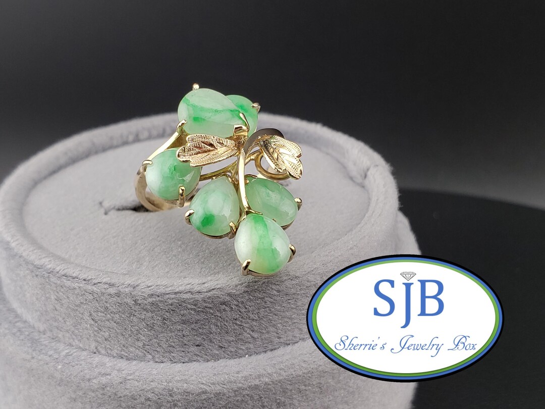 Vintage Jade Rings, Vintage Jade Rings, 14k Yellow Gold Green Jade ...