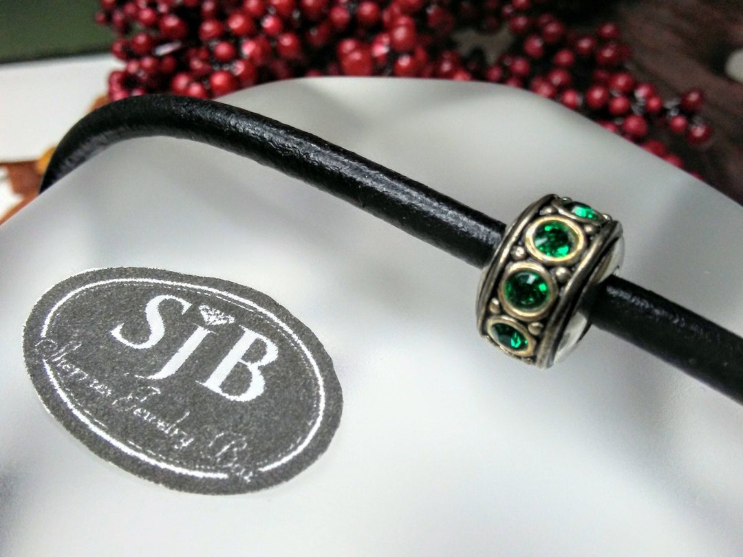Green CZ Charms, Emerald Green CZ Bead Charms, 925 Silver Green CZ ...