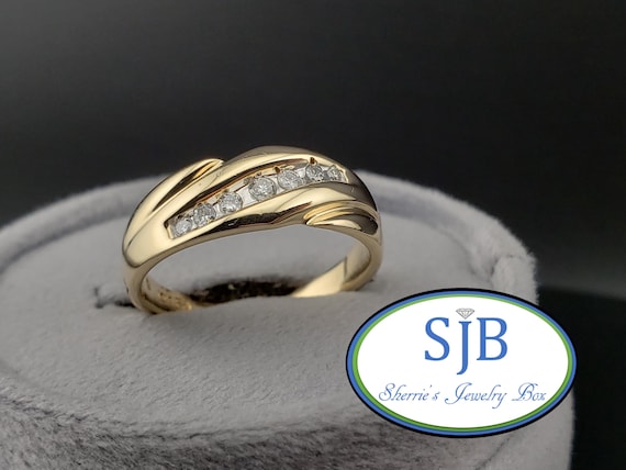 Diamond Bands, Mens Diamond Bands, Vintage 10k Yellow… - Gem