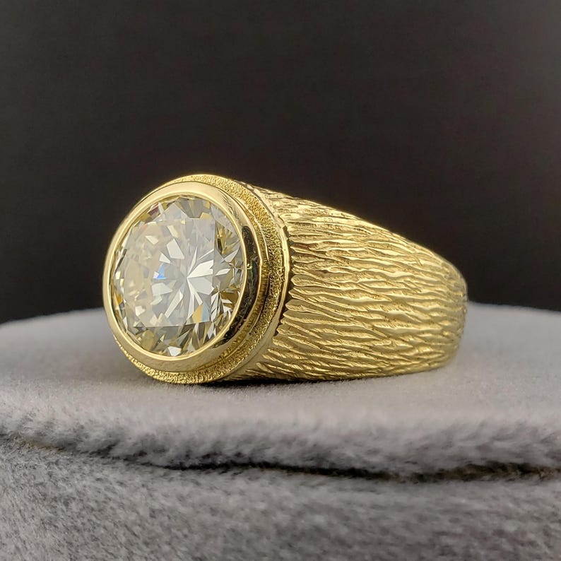 Vintage Diamond Statement Rings, 18k Yellow Gold Bezel Set 4.22ct ...