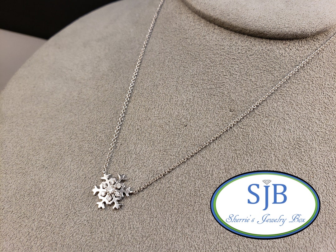 Diamond Pendants, Diamond Snowflake Necklace, 14k White Gold Diamond ...