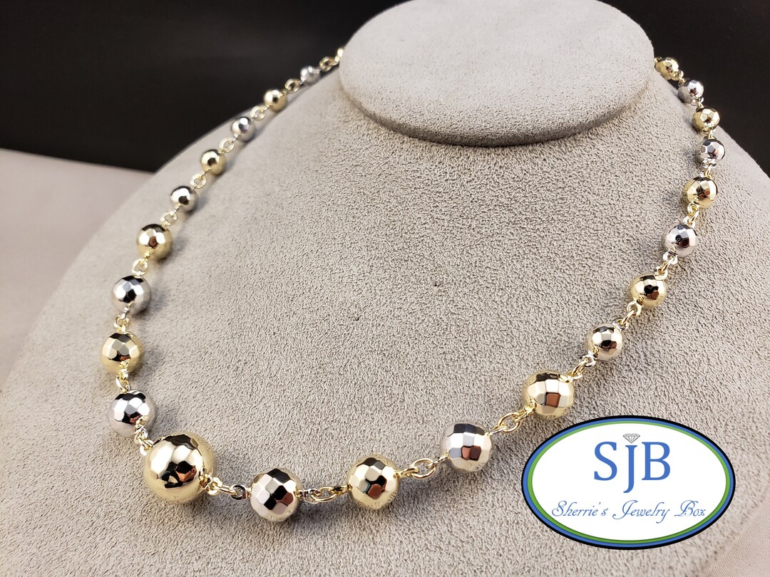 14k Gold Chains Vintage Ball Link Chains Vintage 14k White & - Etsy