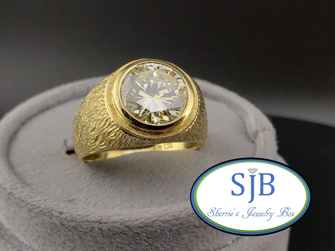 Vintage Diamond Statement Rings, 18k Yellow Gold Bezel Set 4.22ct ...