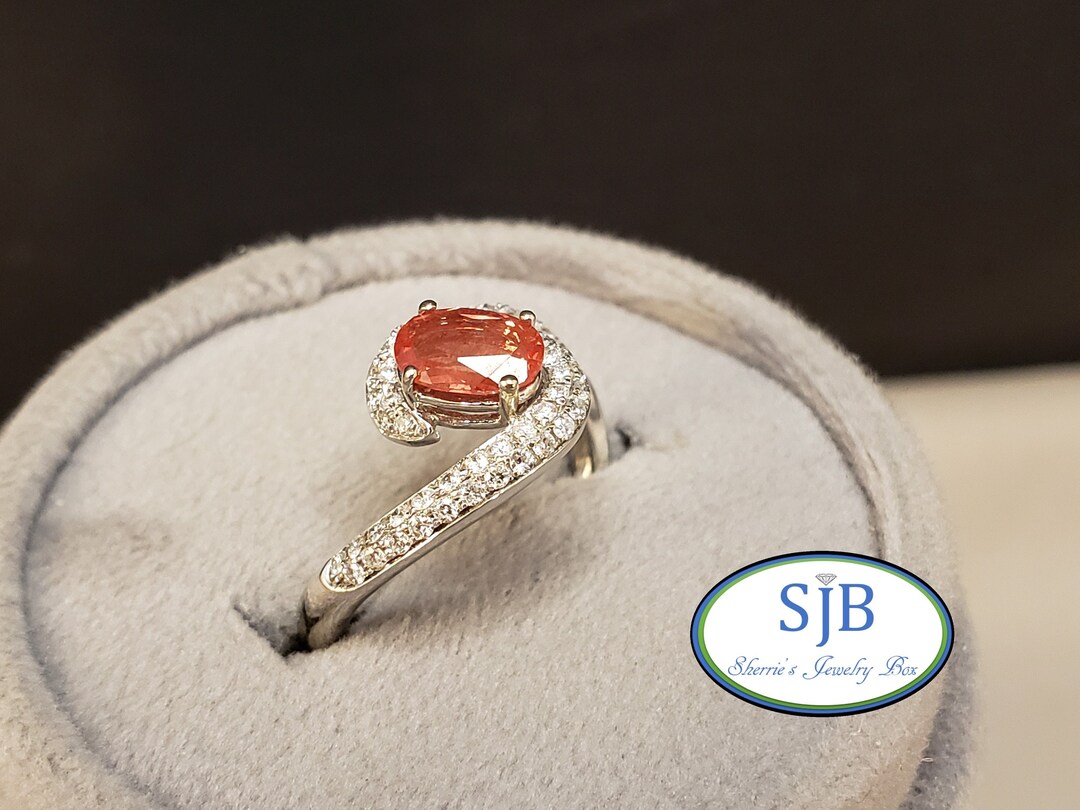 Oregon Sunstone Ring, 14k White Gold Oregon Sunstone & Diamond ...