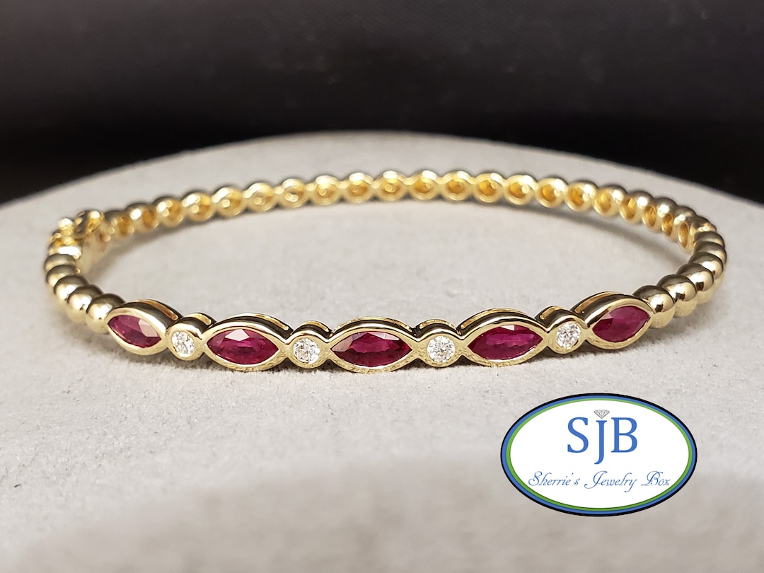 Ruby Bracelets, 14k Ruby & Diamond Bracelets, 14k Yellow Gold Ruby and ...