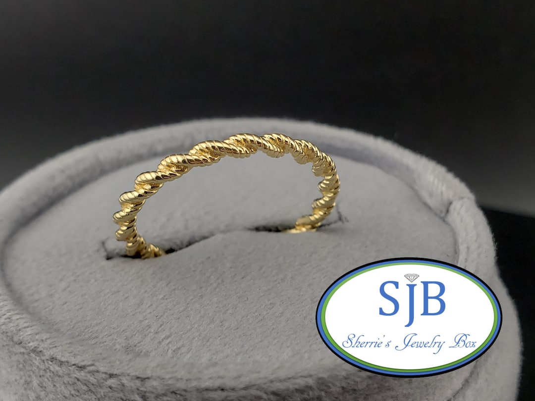 Gold Bands, Stackable Yellow Gold Rings, 14k Yellow Gold Twisted Rope ...