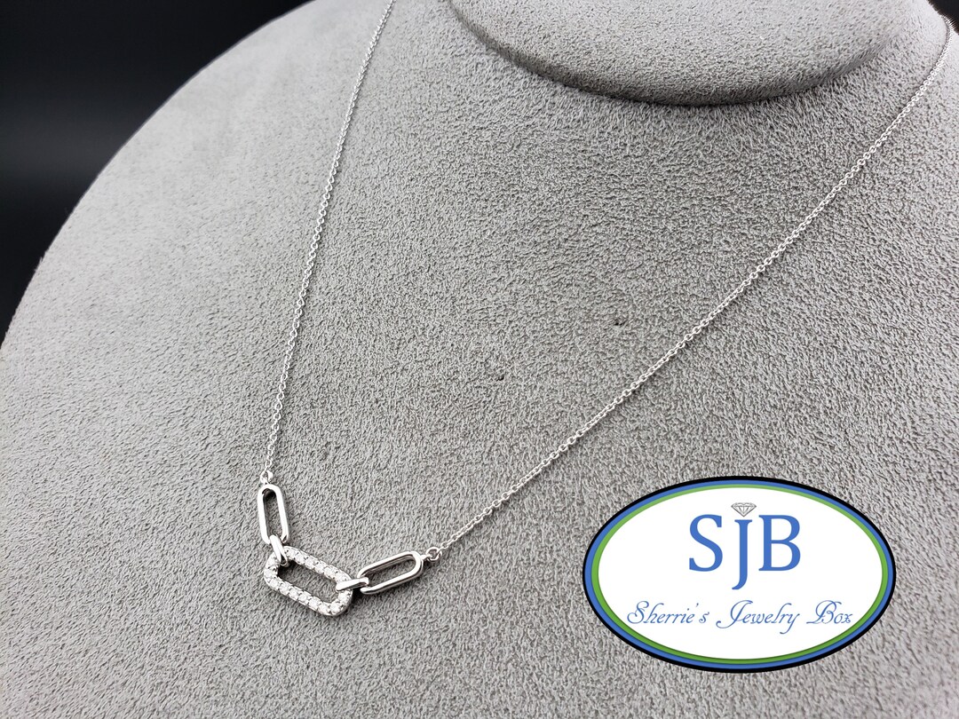 Diamond Necklace, Paperclip Pendant, Sterling Silver Diva Diamond ...