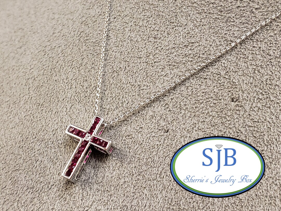 Crosses, 14k Ruby Cross, 14k Ruby and Diamond Cross, 14k White Gold ...