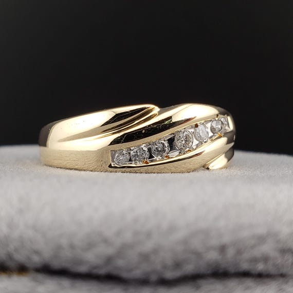 Diamond Bands, Mens Diamond Bands, Vintage 10k Yellow… - Gem