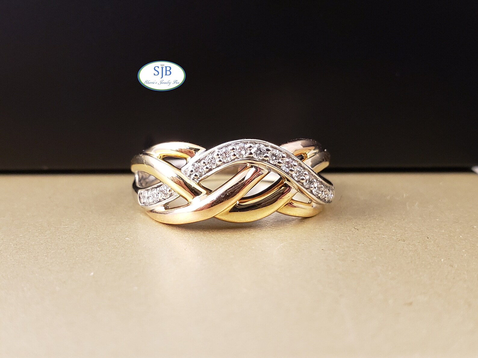 Diamond Ring 14k Diamond Rings 14k Tri Color Gold Braided | Etsy