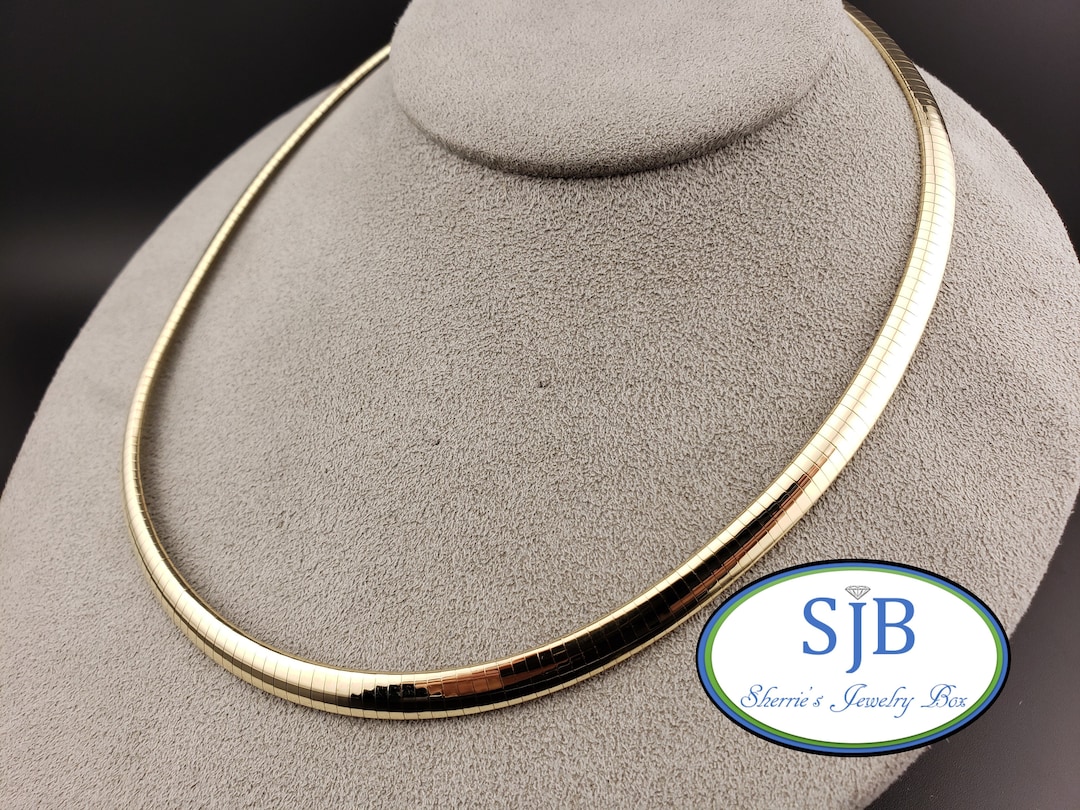 Gold Chains, 14k Yellow Gold Omega Chain, Wide Statement Chain, 15.5 ...