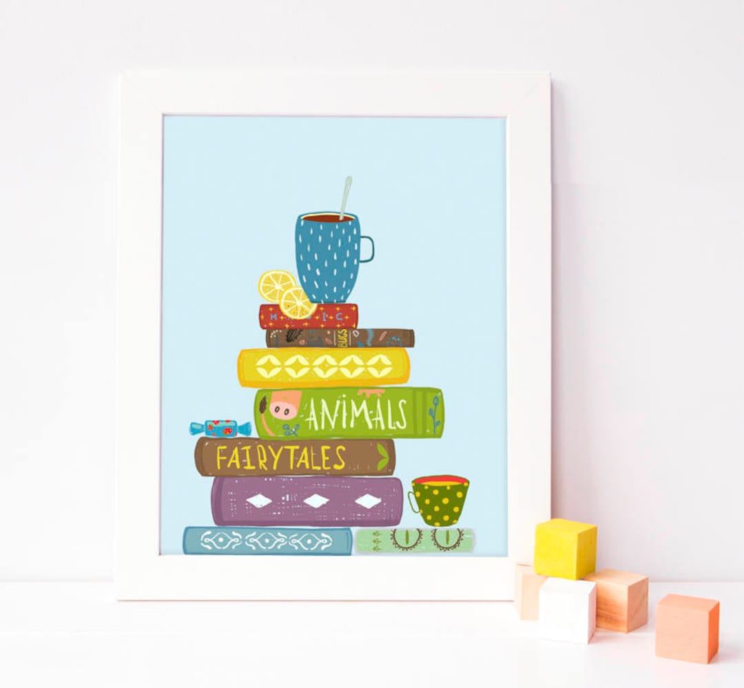 Reading Poster - Kids Reading Art - Books Wall Print - Book Poster ...