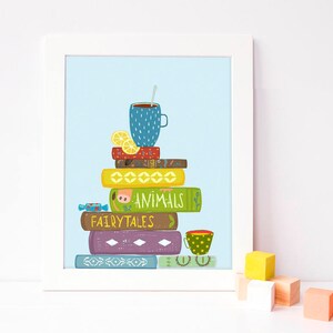 Reading Poster - Kids Reading Art - Books Wall Print - Book Poster ...