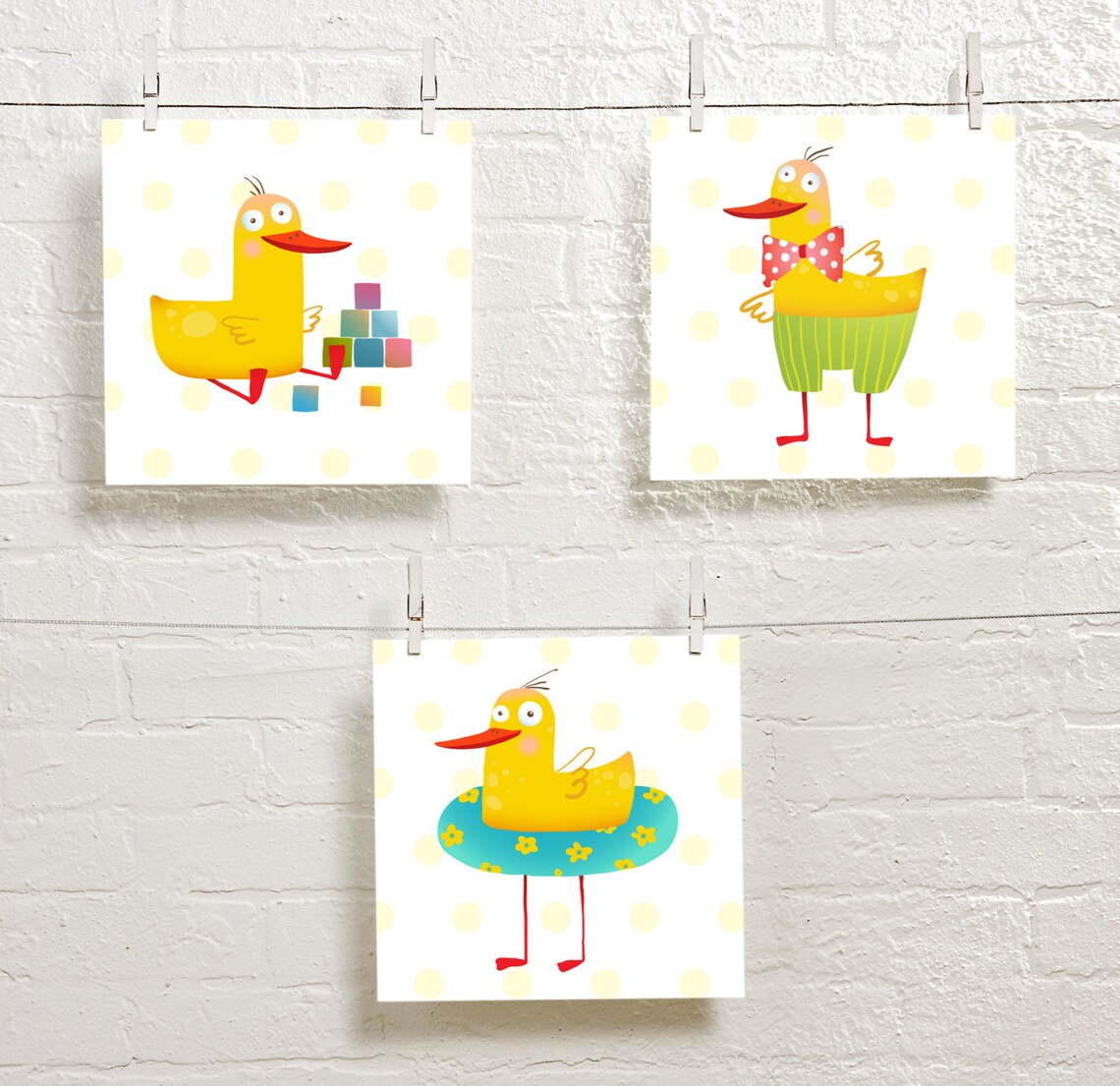 Bathroom Kid's Art Yellow Duck Poster Bath Wall Decor Bathroom Print ...
