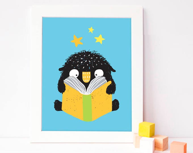 Nursery Wall Poster Silly Monster Art Cute Monster Print Black and ...
