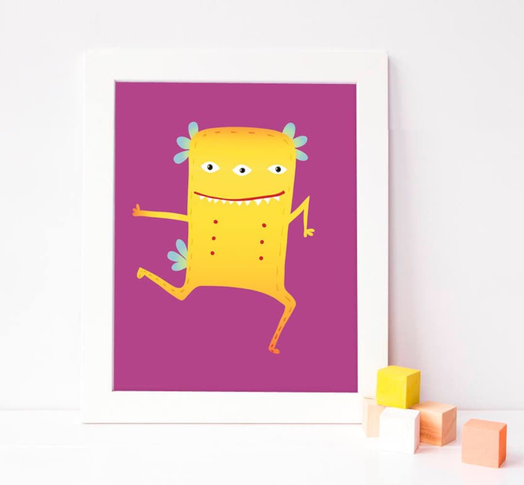 Magenta Wall Art Monster Printable Art Diy Wall Art Girl Bedroom Poster ...
