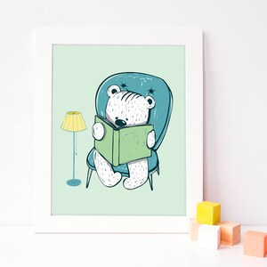 Reading Nursery Wall Print - Kids Inspirational Reading Poster - Cute ...