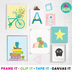 Nursery Wall Poster Silly Monster Art Cute Monster Print Black and ...