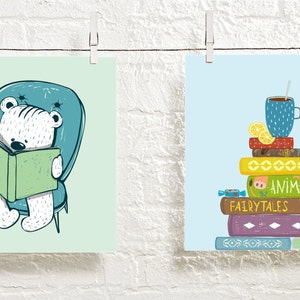 Reading Nursery Wall Print - Kids Inspirational Reading Poster - Cute ...