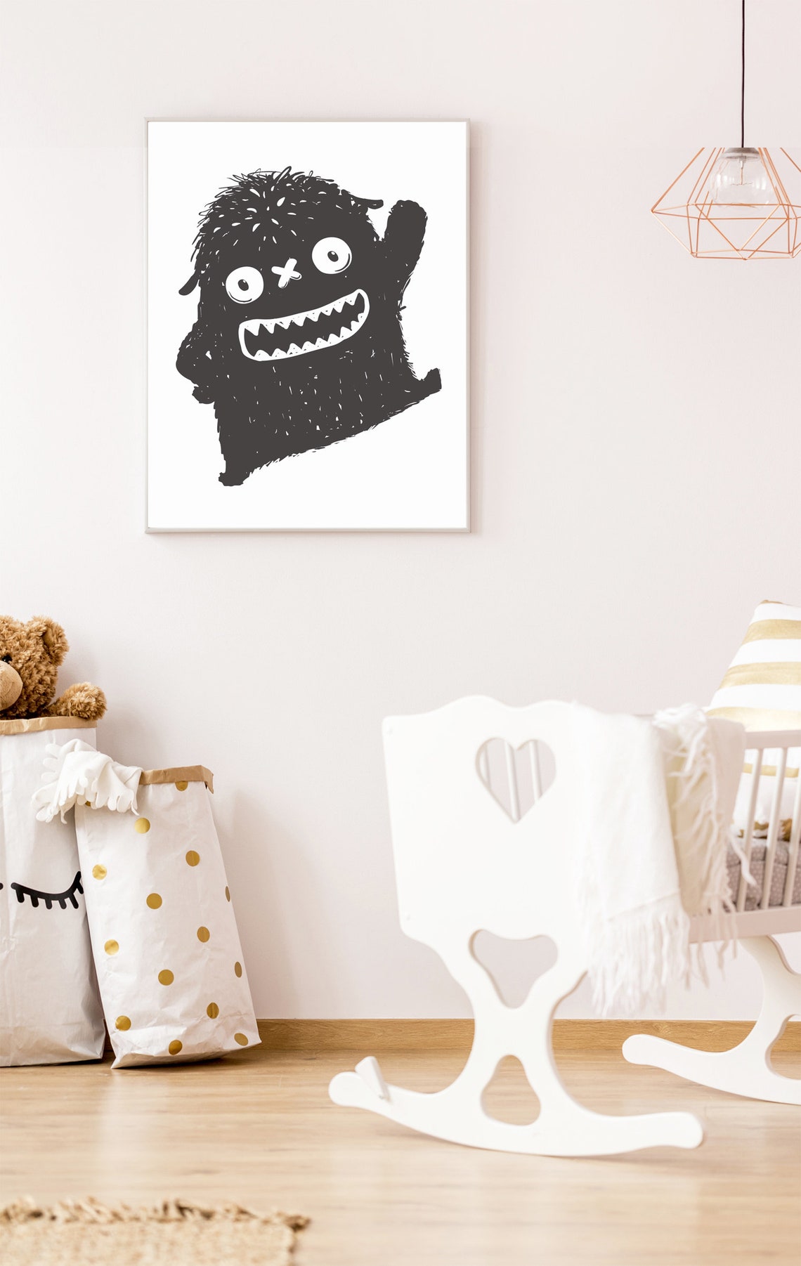 Cute Monster Decor Cute Monster Print Black and White Kids - Etsy